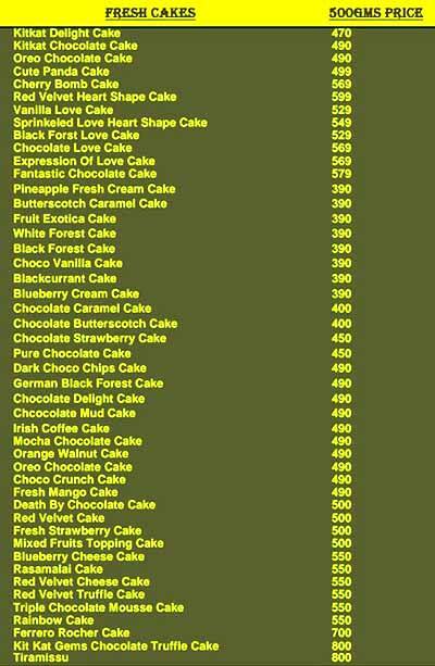 Menu of Royal Cakes, Hadapsar, Pune