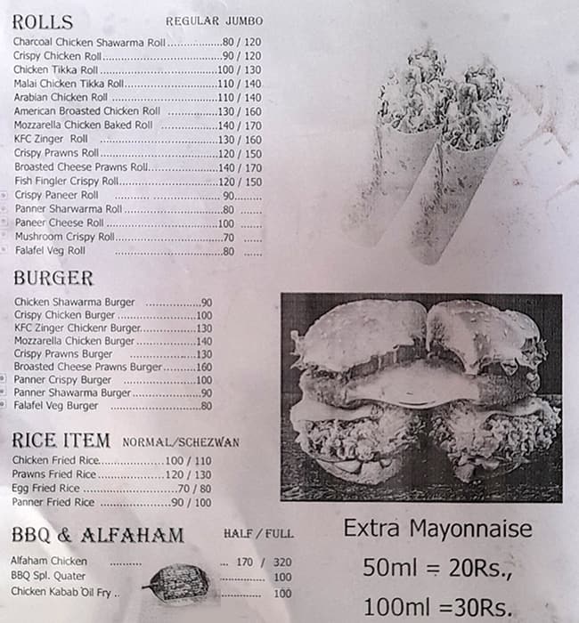 Menu of Kun Restaurant, Yelahanka, Bangalore