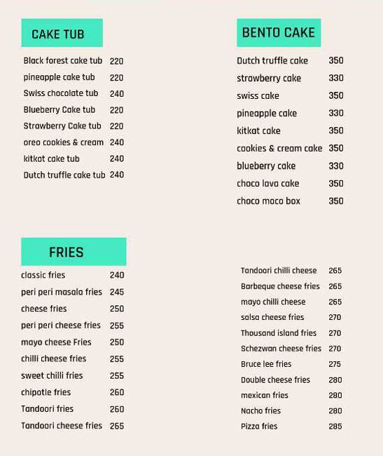 Menu of Anything Work, Mira Road, Mumbai