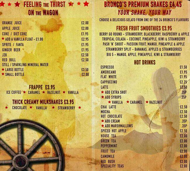 Menu at Bronco's Pizza & Ribshack BBQ, Worcester Park