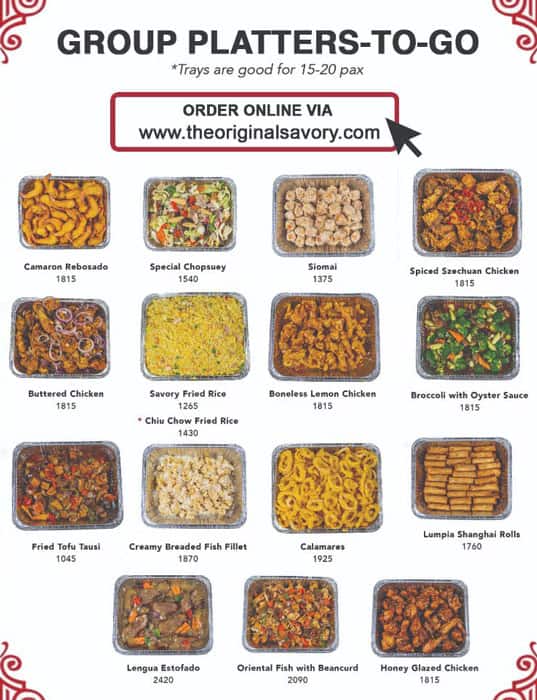 Menu at The Original Savory restaurant, Mandaluyong, Ground Flr