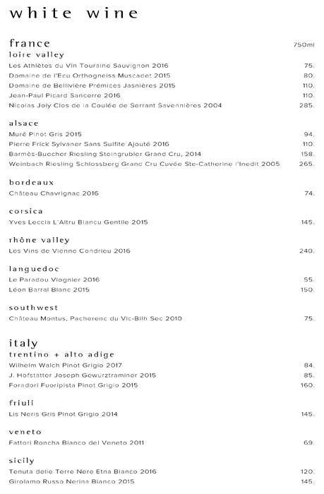 Menu at Canoe restaurant, Toronto