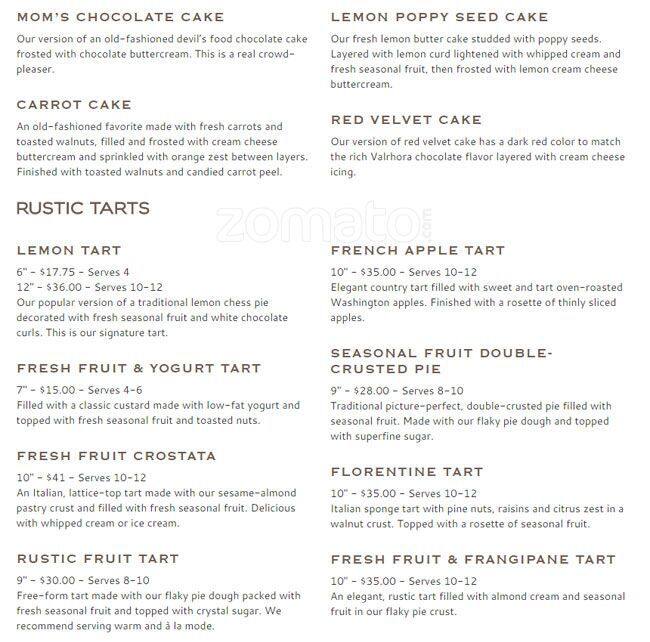 Menu at Macrina Bakery, Seattle, 615 W McGraw St