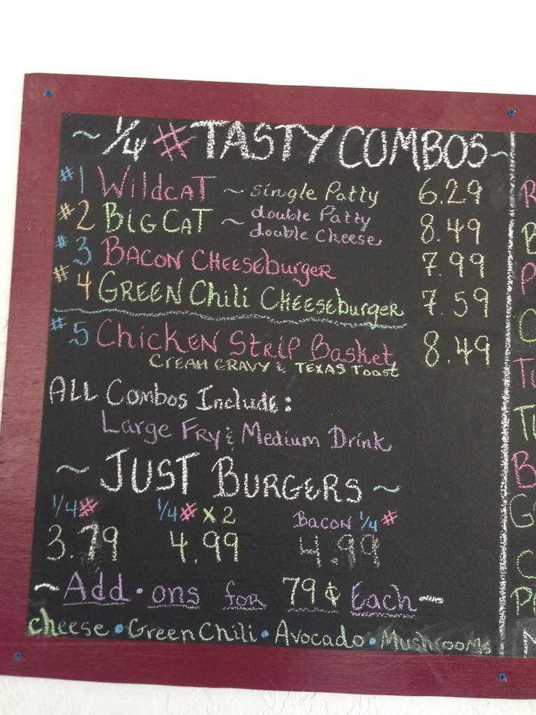 Menu at Tulie Freeze restaurant, Tularosa