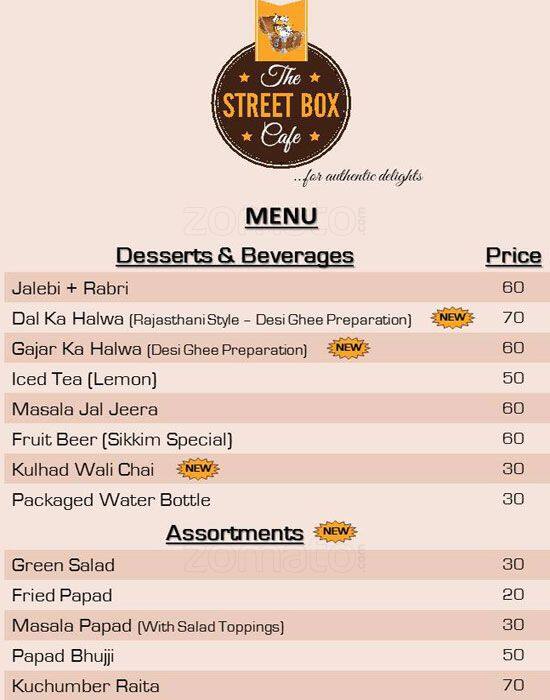 Menu at The Street Box Cafe, Gurugram, Sector 72