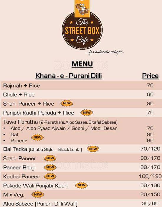 Menu at The Street Box Cafe, Gurugram, Sector 72