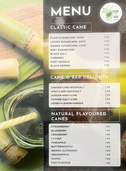 Menu of Cane O Bar, Kompally, Hyderabad