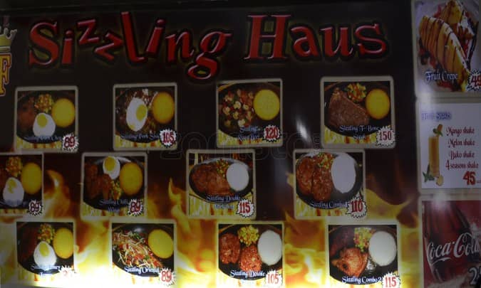 Menu at The Sizzling Haus restaurant, Parañaque