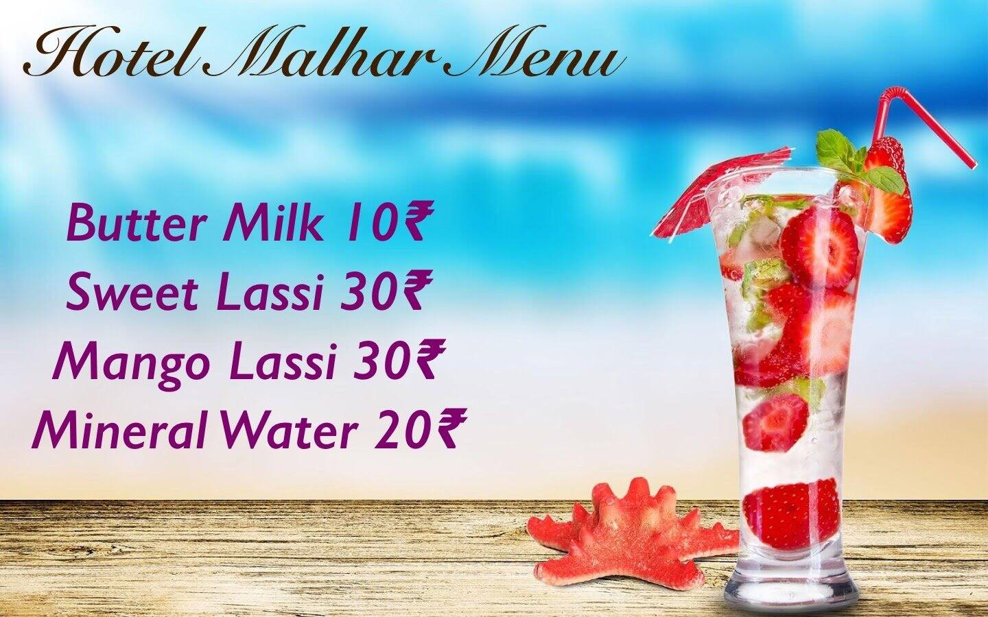 Menu at Hotel Malhar, Pune, Sunshine Villas