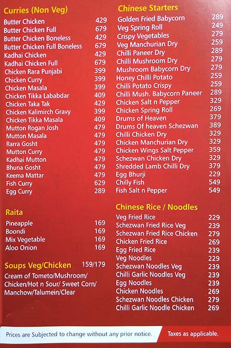Menu at Big Banana Restaurant and Bar, New Delhi, 15 & 16