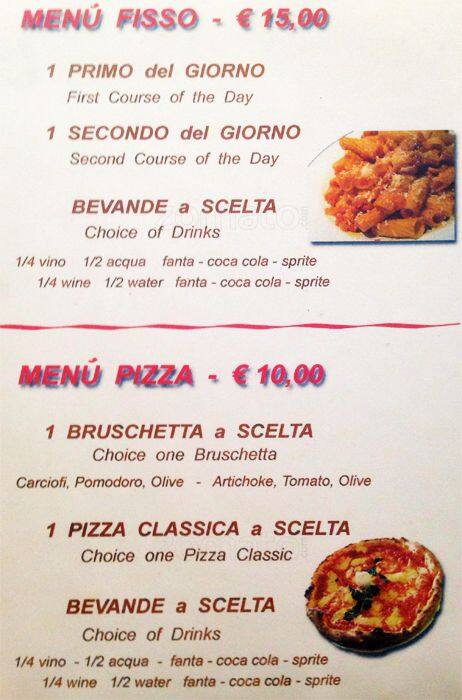 Menu da Ristorante Pizzeria Popolo Caffè, Roma, Via Flaminia