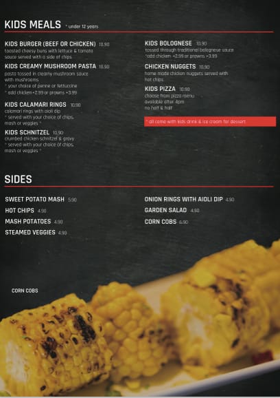 Menu at Volcanos Steakhouse Parramatta, Parramatta, 311-313 Church St