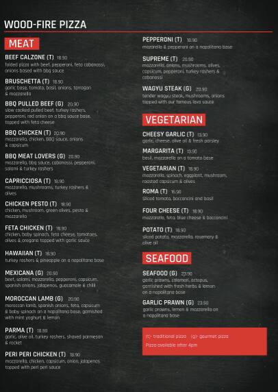 Menu at Volcanos Steakhouse Parramatta, Parramatta, 311-313 Church St