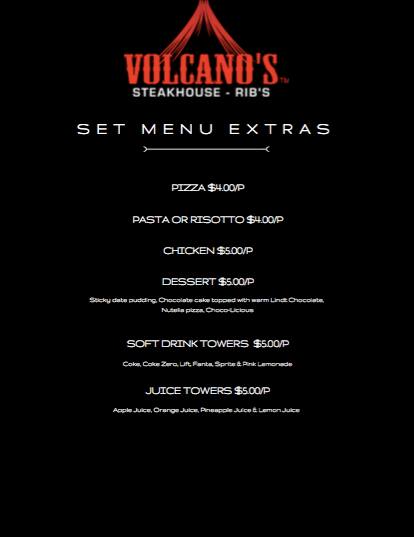 Menu at Volcanos Steakhouse Parramatta, Parramatta, 311-313 Church St