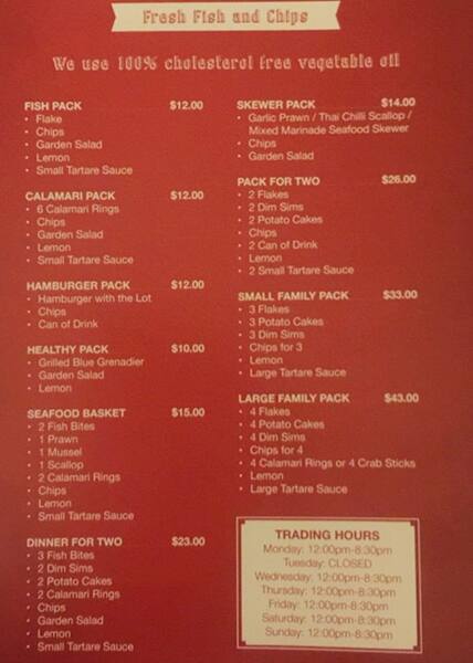 Menu at Ivanhoe Fish & Chips fast food, Ivanhoe