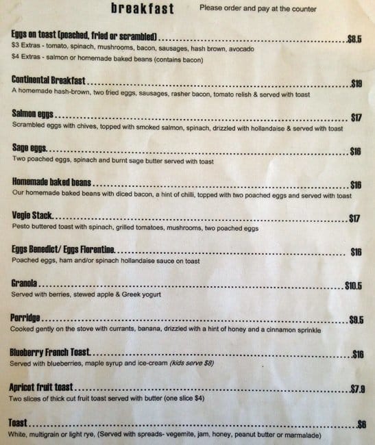 Thanks a Latte Menu, Menu podniku Thanks a Latte, Balwyn, Melbourne ...