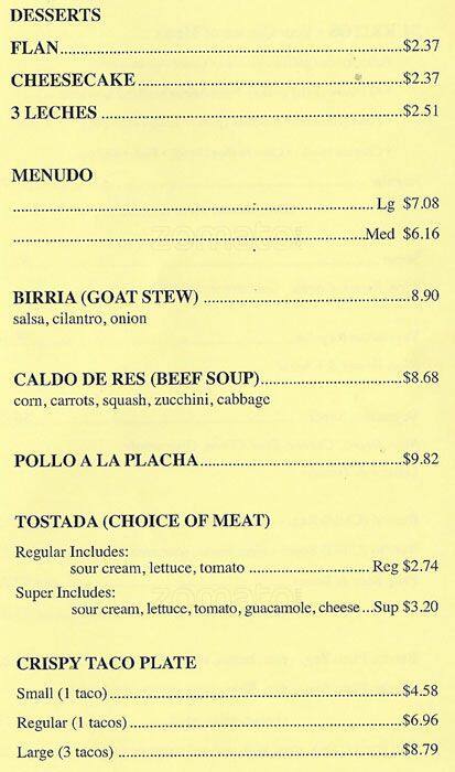 Menu at The Happy Taco Taqueria restaurant, Half Moon Bay