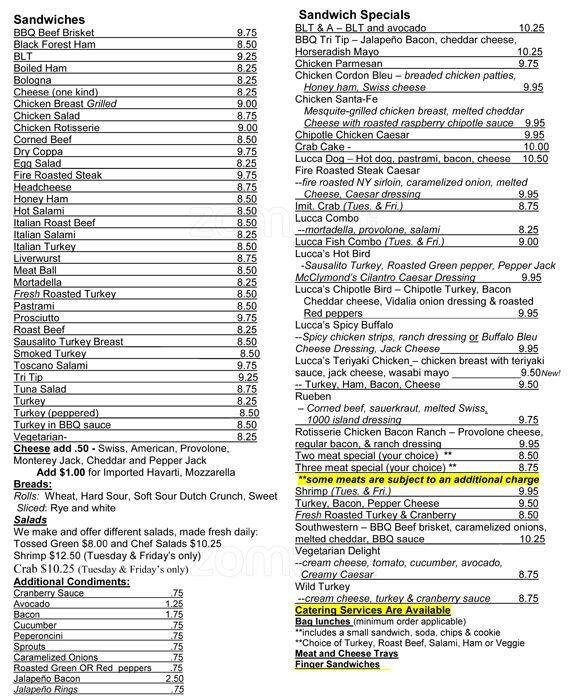 Little Lucca a Burlingame: Foto del Menu con Prezzi - Urbanspoon/Zomato