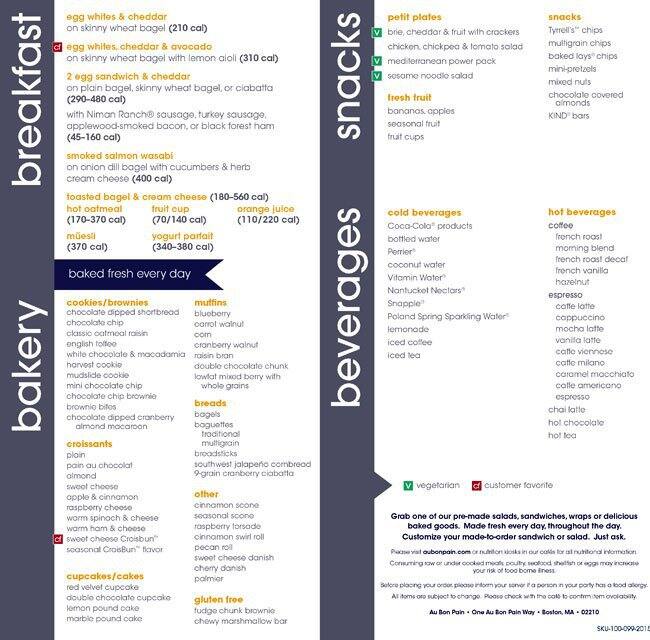Au Bon Pain Menu, Menu for Au Bon Pain, North Dallas, Dallas ...