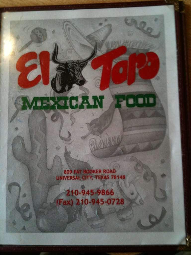 Menu at El Toro restaurant, Universal City