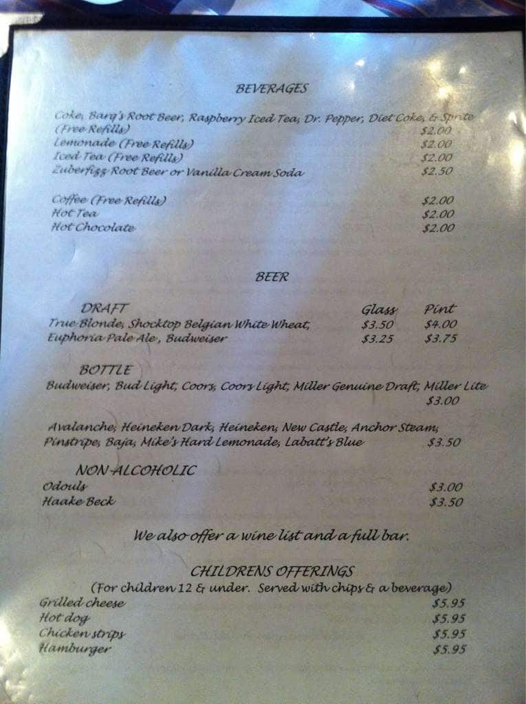 Menu at The Pickle Barrel Restaurant, Silverton