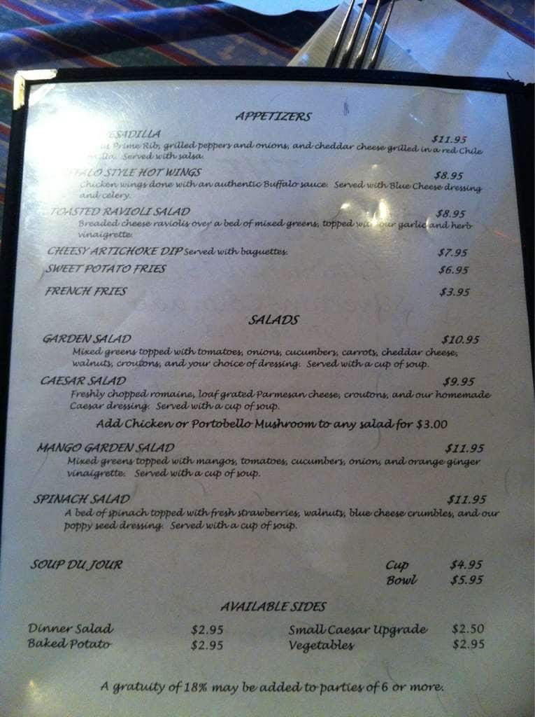 Menu at The Pickle Barrel Restaurant, Silverton