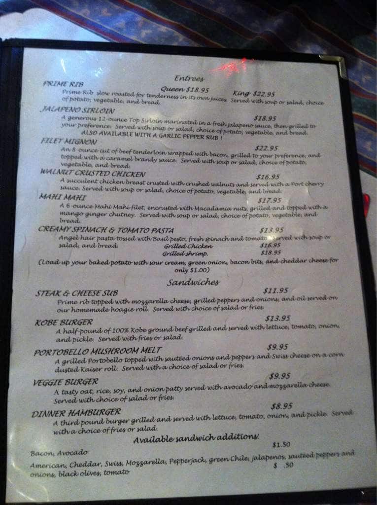 Menu at The Pickle Barrel Restaurant, Silverton