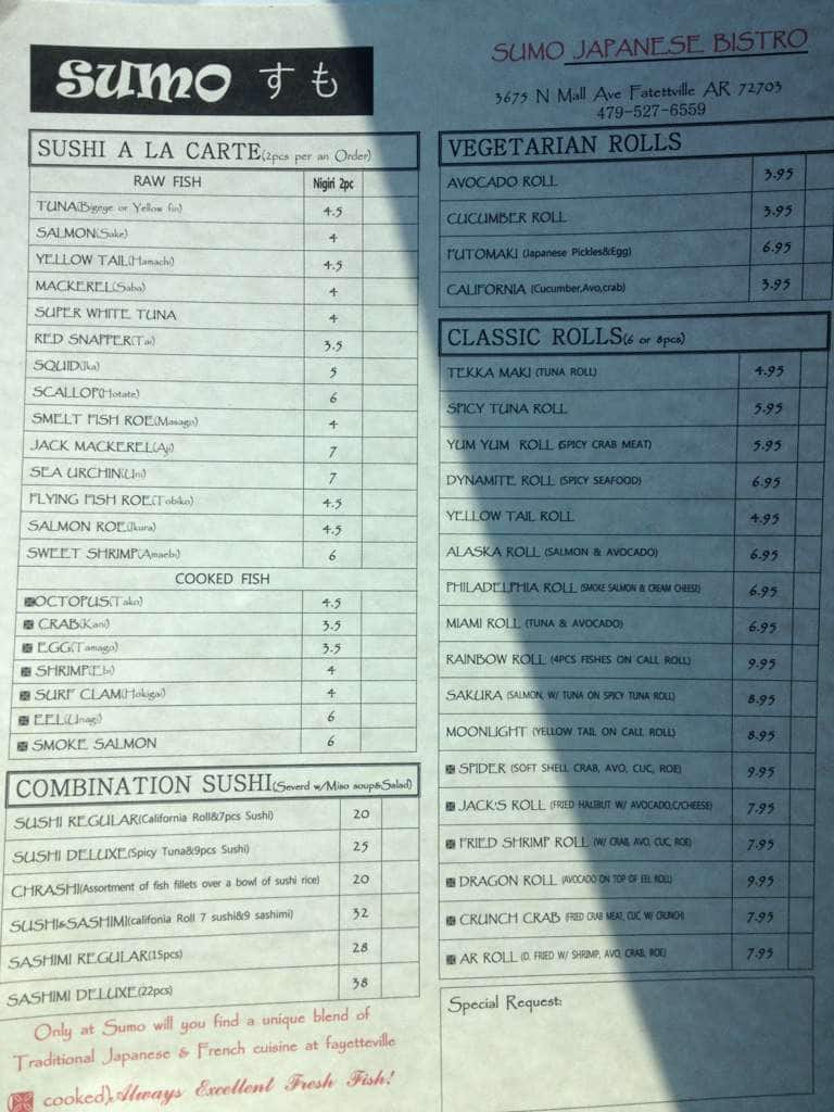Sumo Sushi and Steak Menu, Menu for Sumo Sushi and Steak, Fayetteville ...