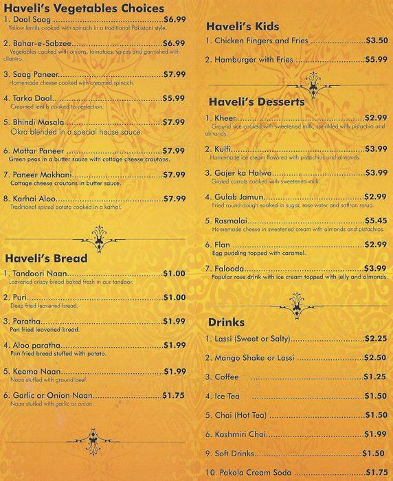 Menu at Haveli Kabab & Grill restaurant, Houston, Hillcroft St b6