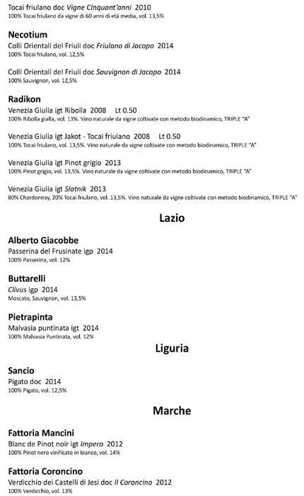 Menu da Vigneto pub & bar, Roma