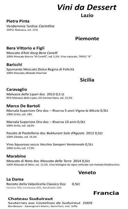 Menu da Vigneto pub & bar, Roma