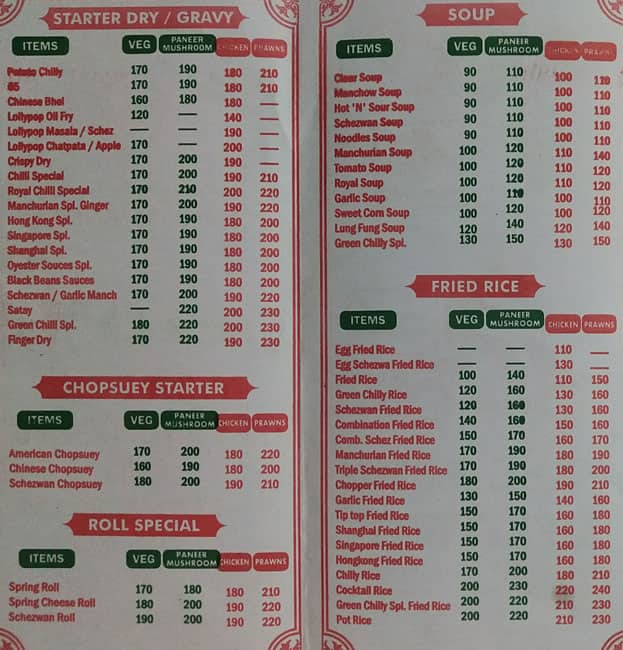 Menu at Green Chilly Food Corner, Mira Bhayandar