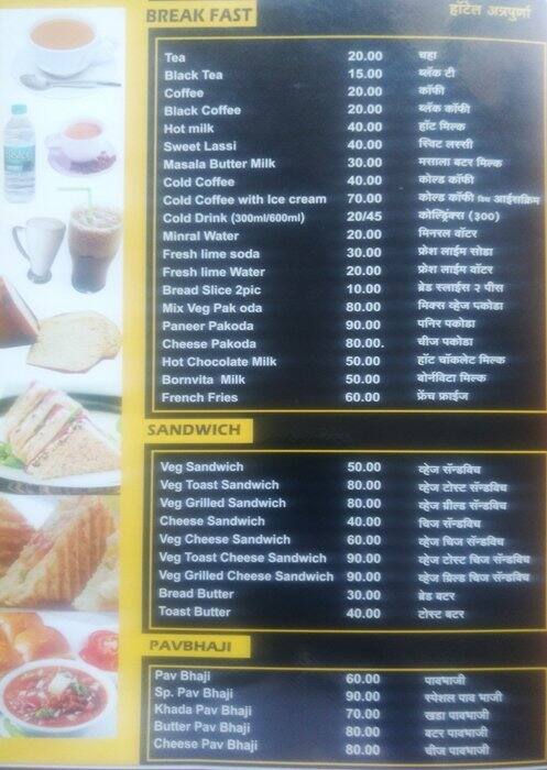 Hotel Annapoorna Pure Veg Menu - Zomato