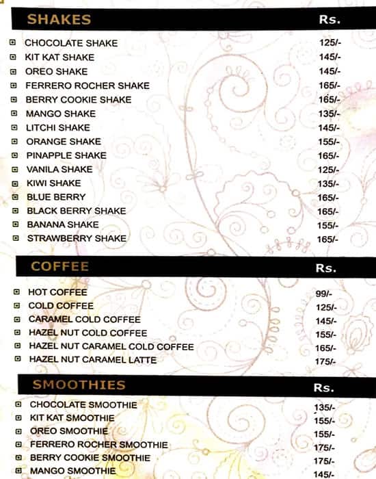 Menu at Stereo Cafe & Restaurant, Lucknow, A 862