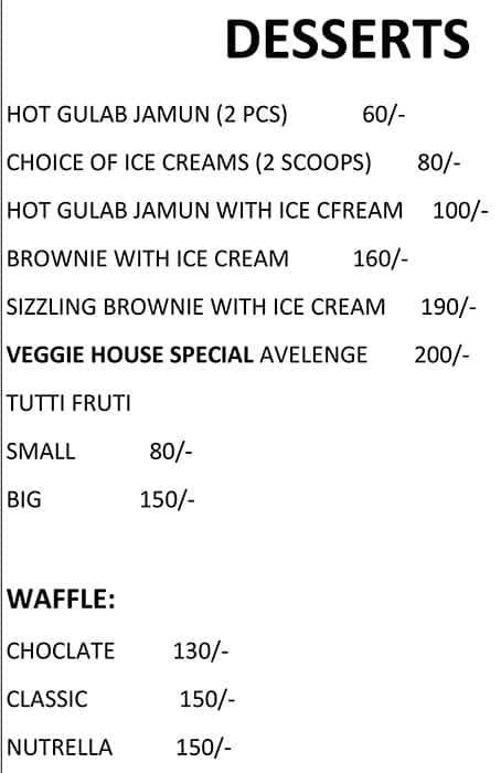 Menu at The Veggie House, Jamshedpur