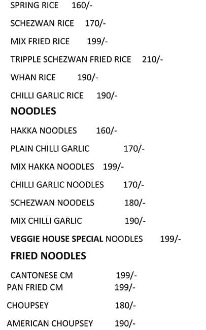 Menu at The Veggie House, Jamshedpur