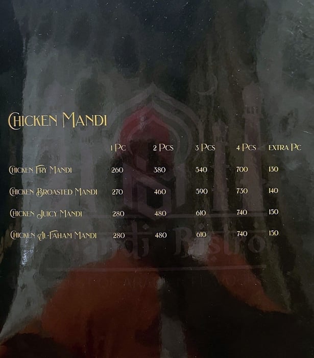 Menu at Mandi Bistro - Feast of Arabian Flavours, Hyderabad