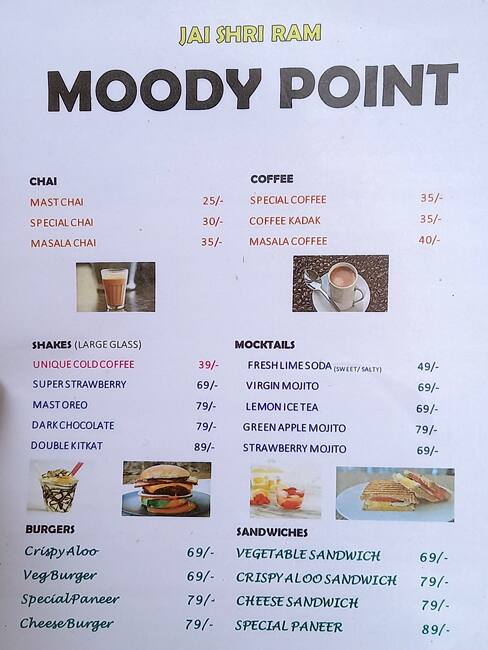 Menu of Moody Point, Lajpat Nagar 4, New Delhi