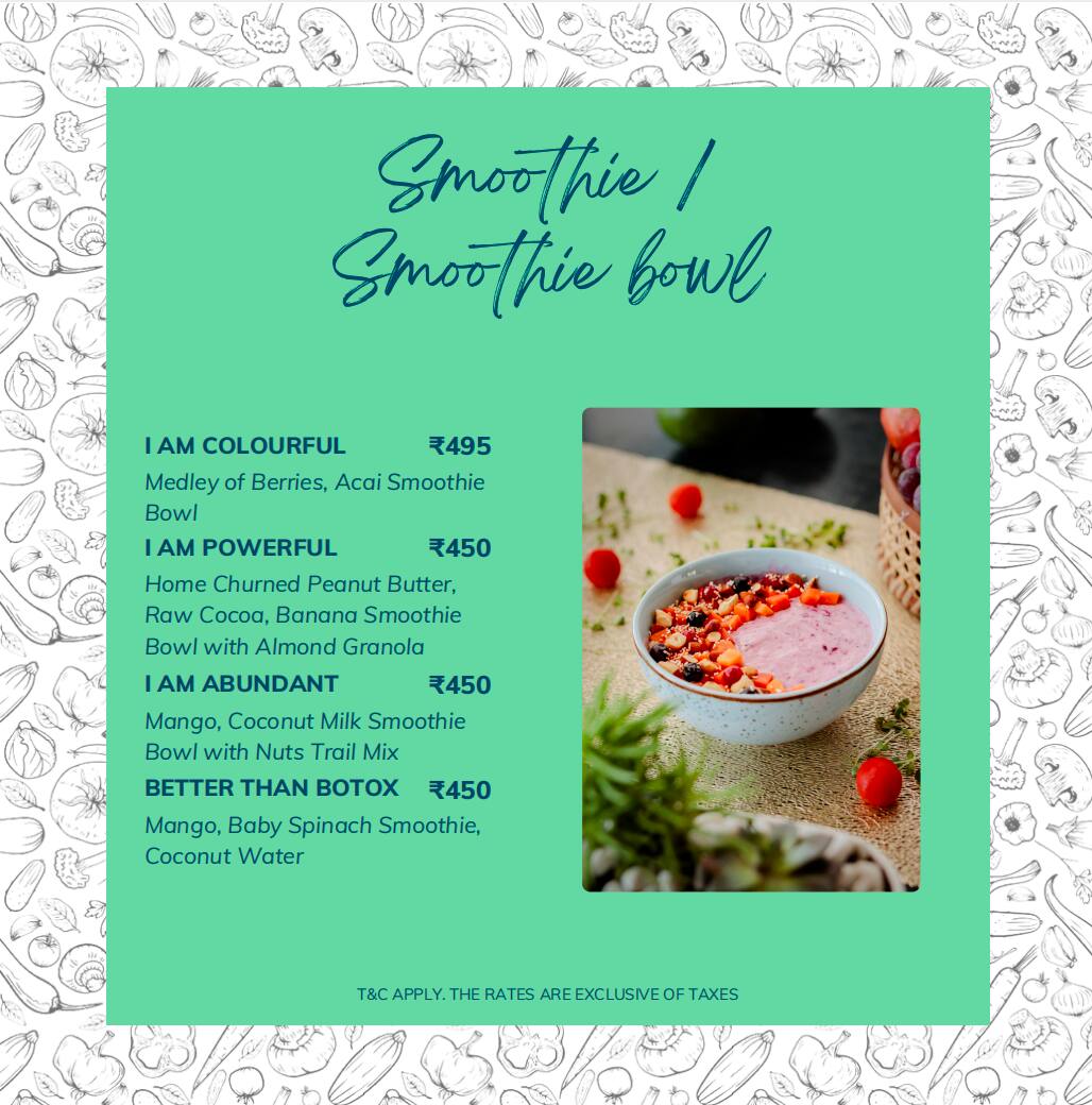 Menu of Kaizen, Panaji, Goa