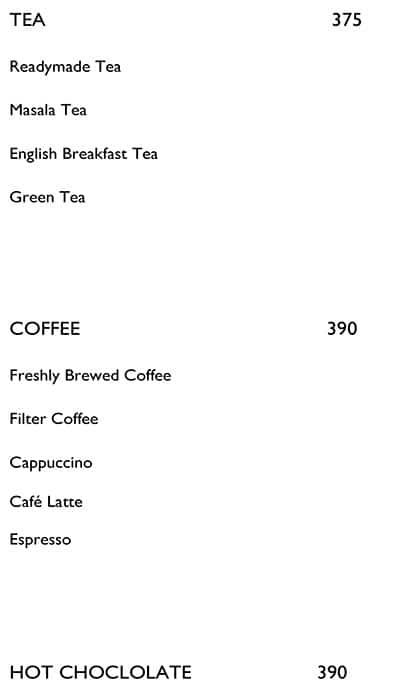 Menu at Six Degrees - The Leela Mumbai, Mumbai