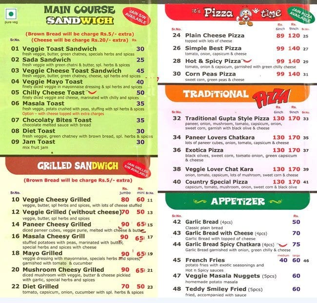 Gupta Sandwiches & Snacks Menu - Zomato