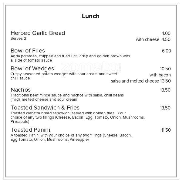 Menu at Oceans Cafe & Restaurant, Napier