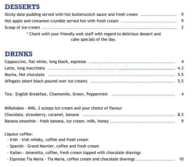 Menu at The Seven Mile Bar & Bistro, Balcatta