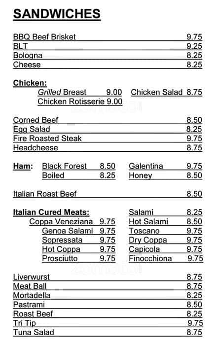 Menu at Little Lucca Sandwich Shop restaurant, South San Francisco, 724 ...