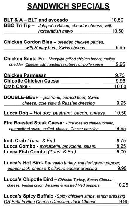 Menu at Little Lucca Sandwich Shop restaurant, South San Francisco, 724 ...