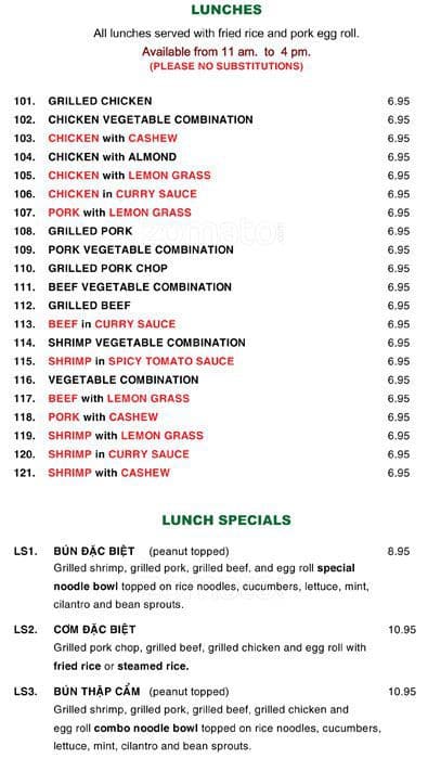 Menu at New Saigon Restaurant, Denver