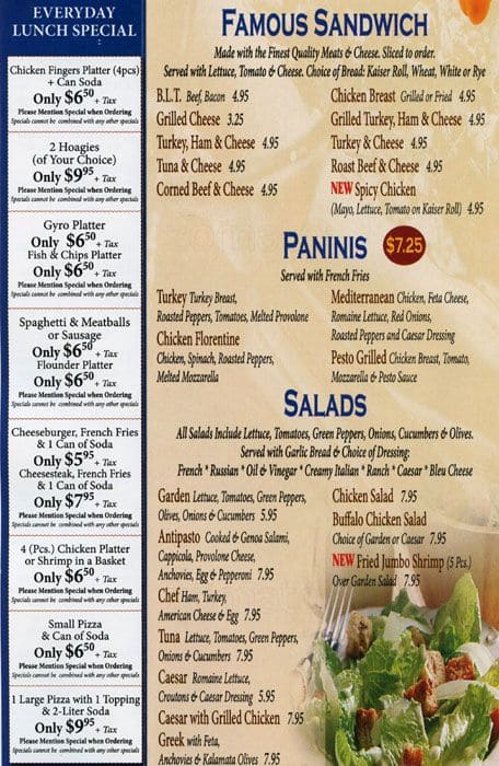 Menu at Explorers Den restaurant, Philadelphia