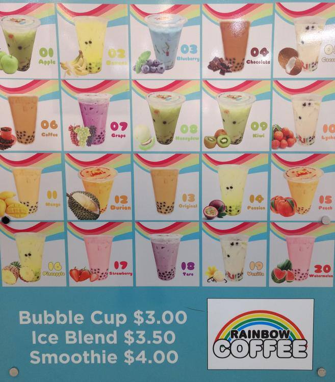 Menu at Rainbow Coffee restaurant, Springvale