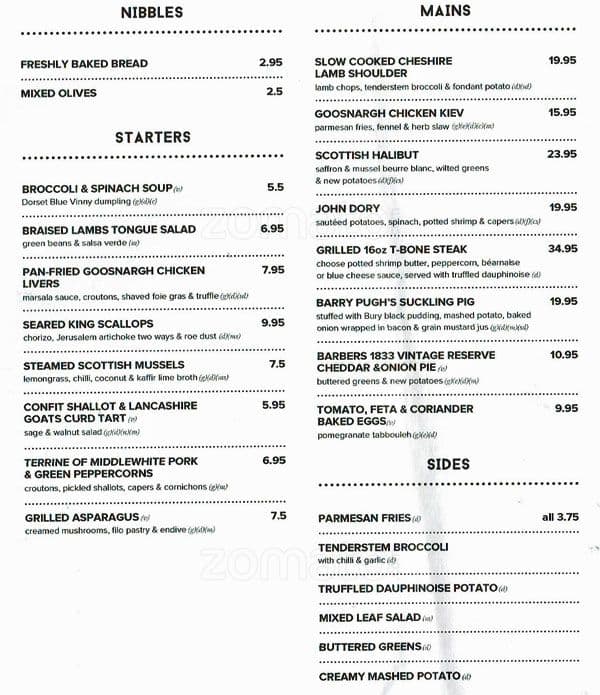 Menu at The Northern Quarter pub & bar, Manchester