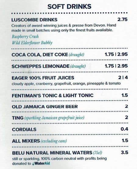 Menu at The Northern Quarter pub & bar, Manchester